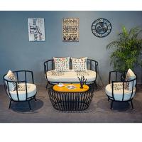 China Outdoor Living Room Furniture 3Piece Iron Coffee Table Set with Modern Round Design for sale