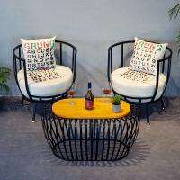 China Outdoor Living Room Furniture 3Piece Iron Coffee Table Set with Modern Round Design for sale