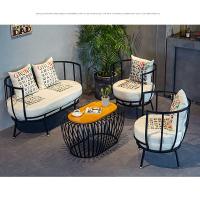 China Outdoor Living Room Furniture 3Piece Iron Coffee Table Set with Modern Round Design for sale