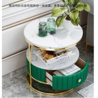 China Bedroom Bedside Tables Modern Round Living Room Table with PU Leather Cover Material for sale