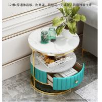 China Bedroom Bedside Tables Modern Round Living Room Table with PU Leather Cover Material for sale