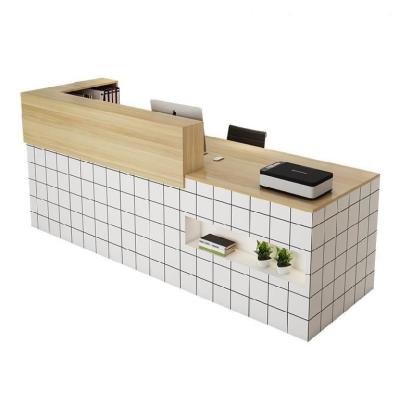 China Office Furniture Salon Reception Desk with Fast Checkout Counter and Wood Style PANEL for sale