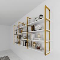 China PU Leather Cover 4 Tiers Design Floating Wall Mounted Shelves for Livingroom Furniture for sale