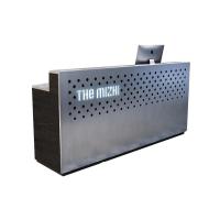 China Creative Stainless Steel Checkout Counter Powder Coated Reception Desk with Pegboard for sale