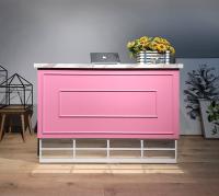 China Commercial Furniture Checkout Counter with Powder Coated Front Desk and Wood MDF Top for sale