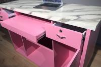 China Commercial Furniture Checkout Counter with Powder Coated Front Desk and Wood MDF Top for sale