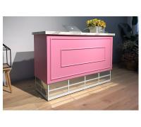 China Commercial Furniture Checkout Counter with Powder Coated Front Desk and Wood MDF Top for sale