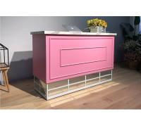 China Commercial Furniture Checkout Counter with Powder Coated Front Desk and Wood MDF Top for sale