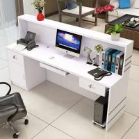 China Metal Reception Desk for Simple Front Wooden Cashier Hotel Right-Angled Counter Table for sale