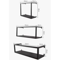 China PU Leather Cover Modular Wrought Iron Metal Floating Wall Shelves for Home Decorative for sale