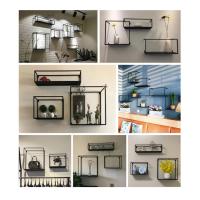 China PU Leather Cover Modular Wrought Iron Metal Floating Wall Shelves for Home Decorative for sale