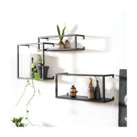 China PU Leather Cover Modular Wrought Iron Metal Floating Wall Shelves for Home Decorative for sale