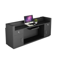 China Metal Black Reception Desk LED Industrial Style Cashier Counter for Retailer Shops for sale