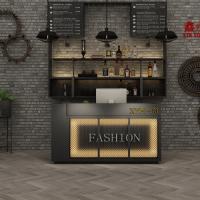 China Metal Black Reception Desk LED Industrial Style Cashier Counter for Retailer Shops for sale