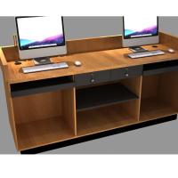 China LED Antique Reception Counter Desk Solid Wood Table for Beauty Salon Checkout Counter for sale