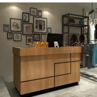 China LED Antique Reception Counter Desk Solid Wood Table for Beauty Salon Checkout Counter for sale