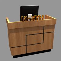 China LED Antique Reception Counter Desk Solid Wood Table for Beauty Salon Checkout Counter for sale
