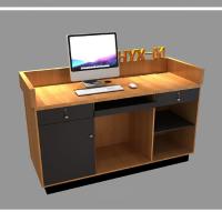China LED Antique Reception Counter Desk Solid Wood Table for Beauty Salon Checkout Counter for sale