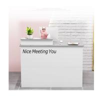 China Retailer Shops Reception Counter with Wooden Checkout Store Counters and Front Simle Desk for sale