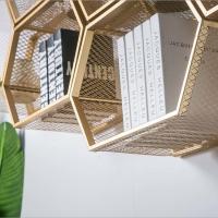 China Contemporary Design Style Metal Hexagon Wall Shelf for Wall Mount Storage for sale