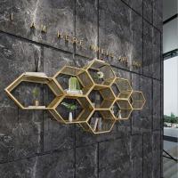 China Contemporary Design Style Metal Hexagon Wall Shelf for Wall Mount Storage for sale