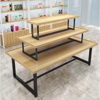 China 3 Tiers Wooden Tabletop Display Rack for Livingroom Furniture Metallic Waterfall Style for sale