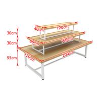 China 3 Tiers Wooden Tabletop Display Rack for Livingroom Furniture Metallic Waterfall Style for sale