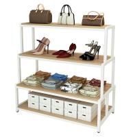 China Home Furniture 4 Tiers Wooden Shelvs Display Stand Rack for Supermarket Bag Retail Shops for sale