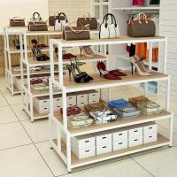 China Home Furniture 4 Tiers Wooden Shelvs Display Stand Rack for Supermarket Bag Retail Shops for sale