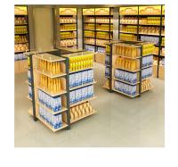China Livingroom Furniture Wooden Store Shelves Display Racks Stand Metal Promotions Display for sale