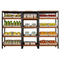 China PU Leather Cover Material Vegetable Display Rack Stand for Grocery Store Modern Design for sale