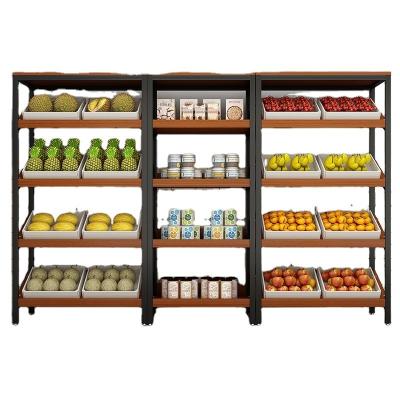 China PU Leather Cover Material Vegetable Display Rack Stand for Grocery Store Modern Design for sale