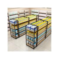 China PU Leather Covered Metallic Double Side Supermarket Gondola Shelving for Retail Store for sale