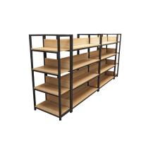 China PU Leather Covered Metallic Double Side Supermarket Gondola Shelving for Retail Store for sale