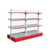 China Metal Supermarket Round Display Shelves Gondola Shelving for Chain Store Organization for sale