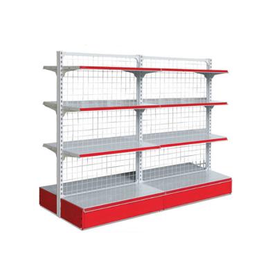 China Metal Supermarket Round Display Shelves Gondola Shelving for Chain Store Organization for sale