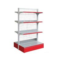 China Metal Supermarket Round Display Shelves Gondola Shelving for Chain Store Organization for sale