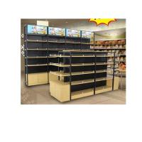 China Gondola for Supermarket Wooden Metal Display Racks Double-sided Supermarket Rack for sale