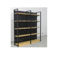 China Gondola for Supermarket Wooden Metal Display Racks Double-sided Supermarket Rack for sale