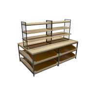 China Adjustable 6 Tiers Wooden Display Stand for Boutique Free Standing Instore Fixture for sale