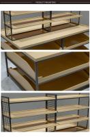 China Adjustable 6 Tiers Wooden Display Stand for Boutique Free Standing Instore Fixture for sale