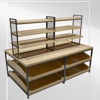 China Adjustable 6 Tiers Wooden Display Stand for Boutique Free Standing Instore Fixture for sale