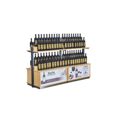 China Livingroom Furniture Double-sided Wine Cabinet with Glass Display and Bottle Storage for sale