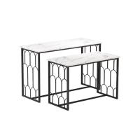 China 380kg Capacity Marble Style Laminated Wood Nesting Table Set of 2 for Store Display for sale