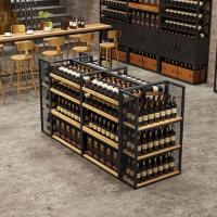 China Panel Wood Style Metal Wine Rack Cabinet for Elegant Display and Storage of Red Wines for sale