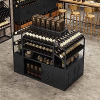 China Panel Wood Style Metal Wine Rack Cabinet for Elegant Display and Storage of Red Wines for sale