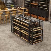 China Panel Wood Style Metal Wine Rack Cabinet for Elegant Display and Storage of Red Wines for sale