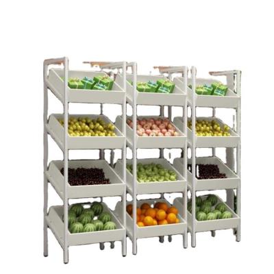 China High Grade Cold-rolled Sheet Wooden Fruit Vegetable Display Rack for Supermarket Stores for sale
