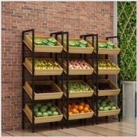 China High Grade Cold-rolled Sheet Wooden Fruit Vegetable Display Rack for Supermarket Stores for sale