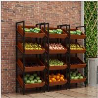 China High Grade Cold-rolled Sheet Wooden Fruit Vegetable Display Rack for Supermarket Stores for sale